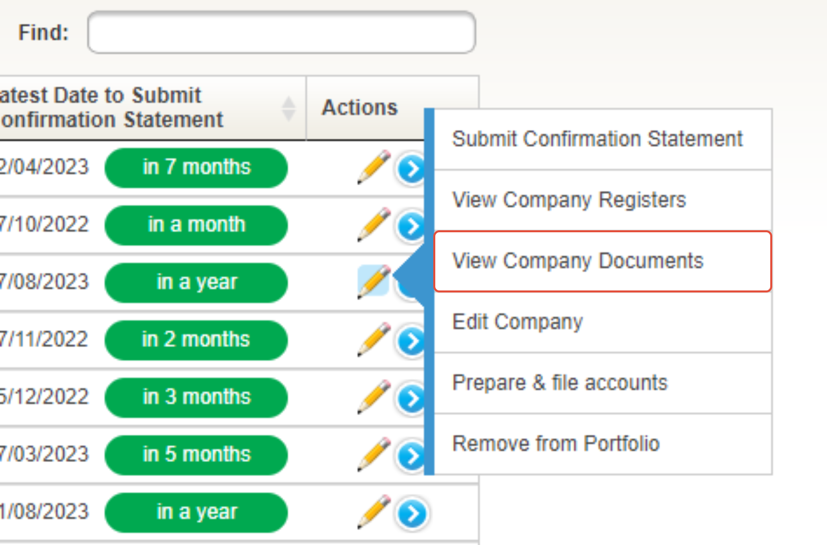 How to view documents for a specific company – Inform Direct